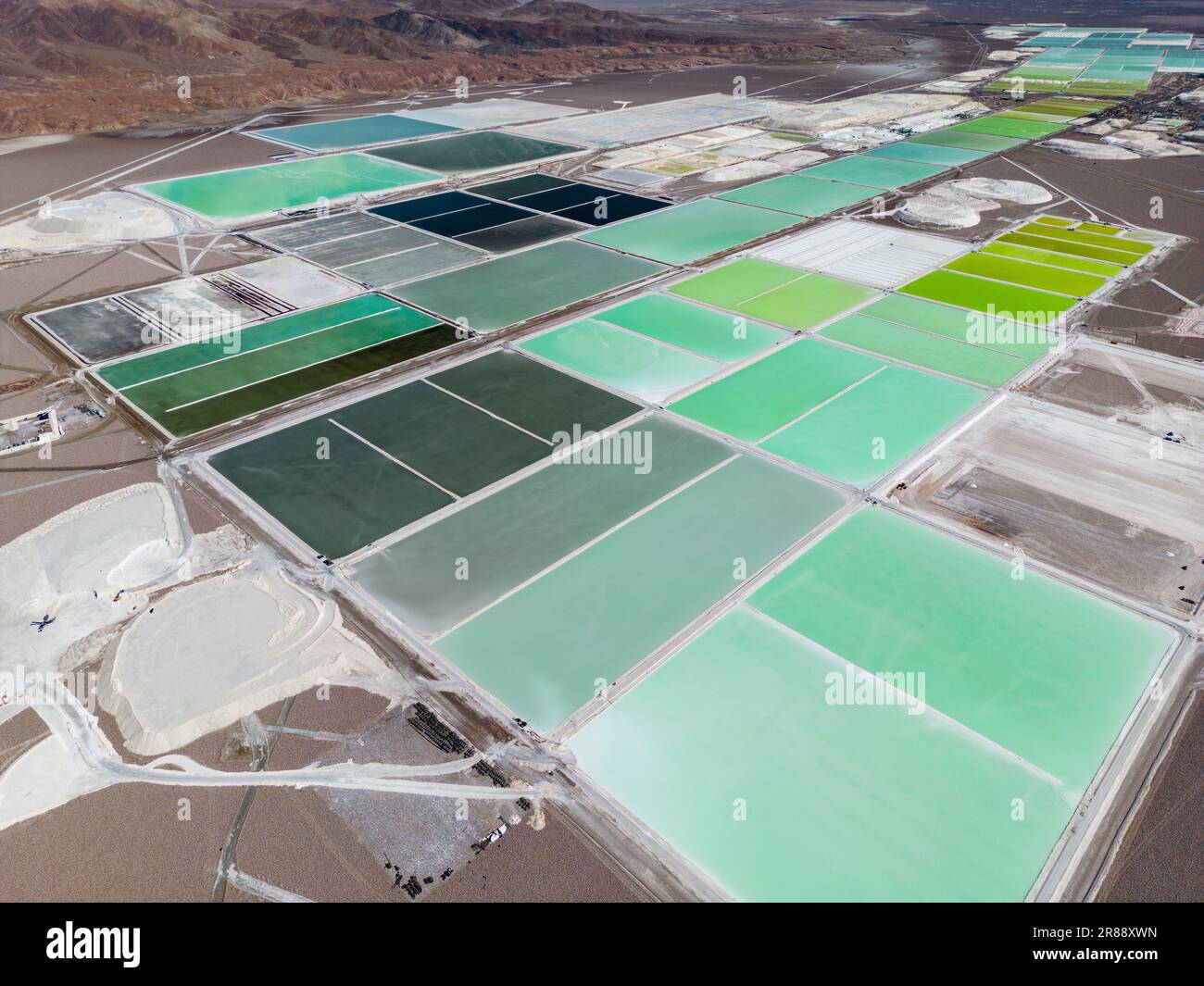 Lithium fields in the Atacama desert in Chile, South America - a surreal landscape where ...