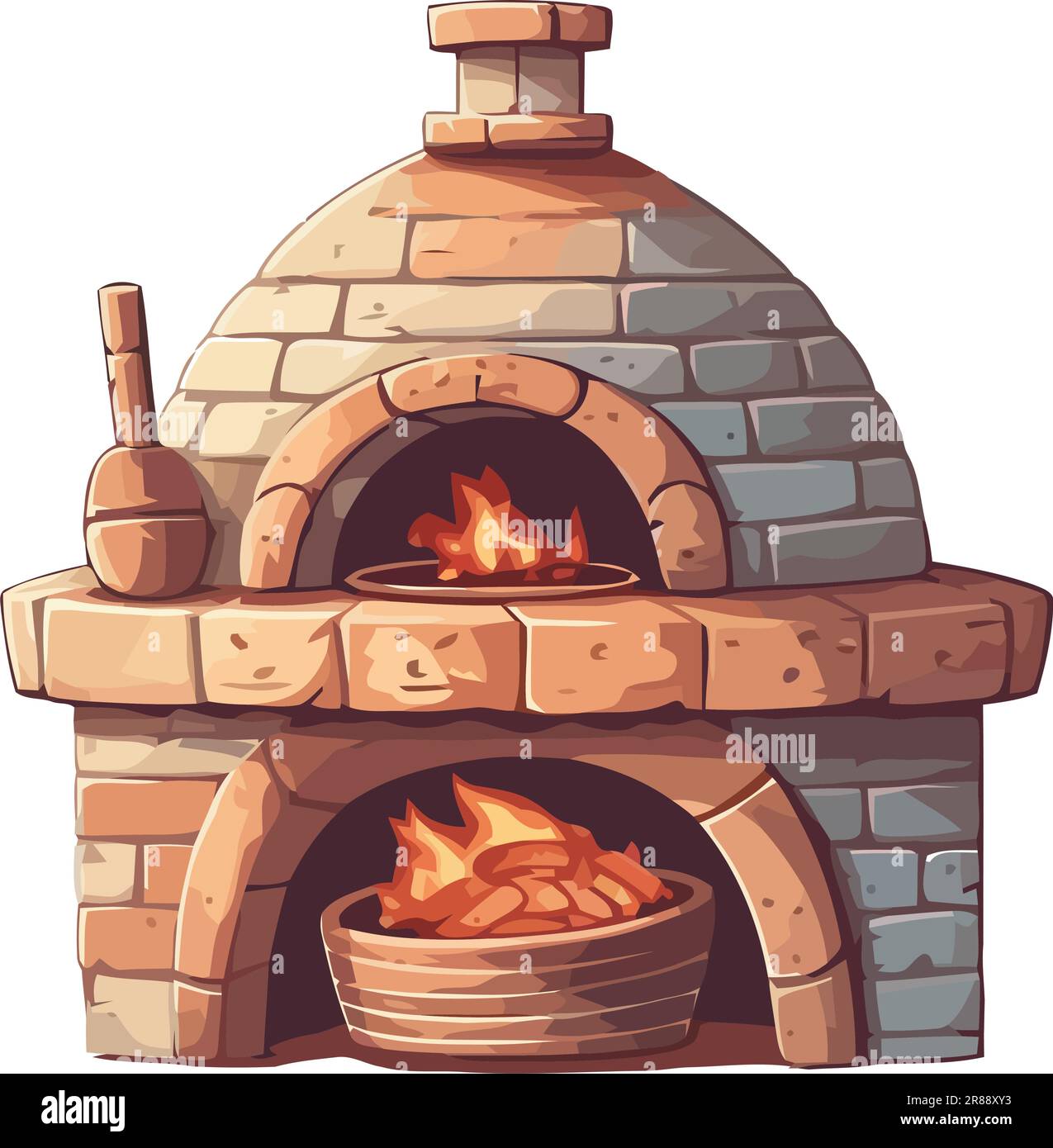 Traditional brick oven burning Stock Vector Images - Alamy