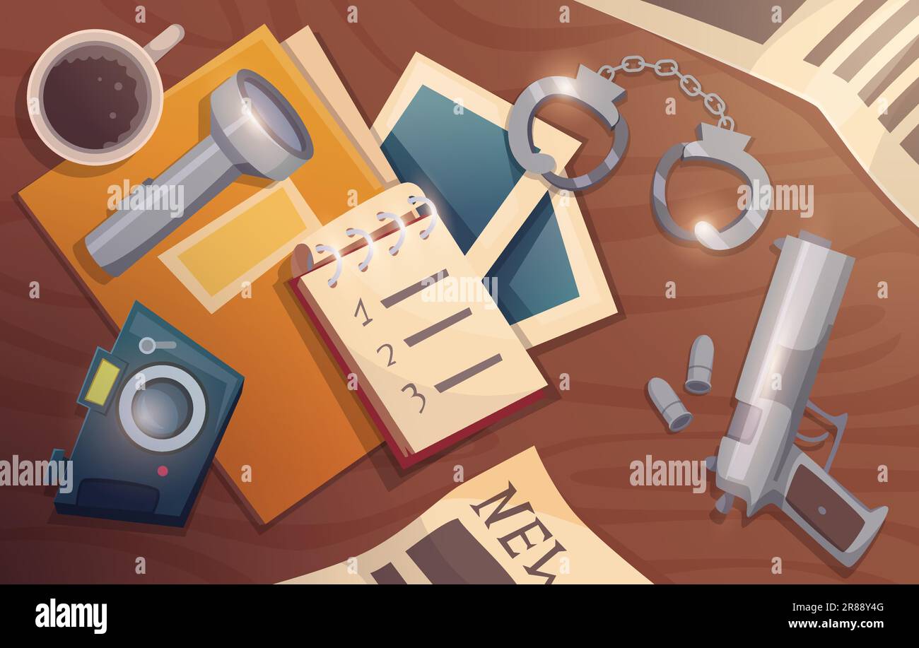 Cartoon police office tools hi-res stock photography and images - Alamy