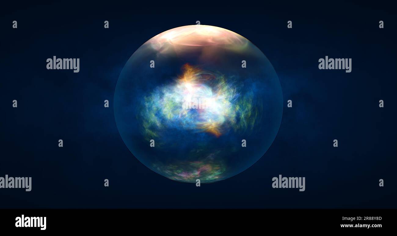 Abstract ball sphere planet iridescent energy transparent glass magic ...