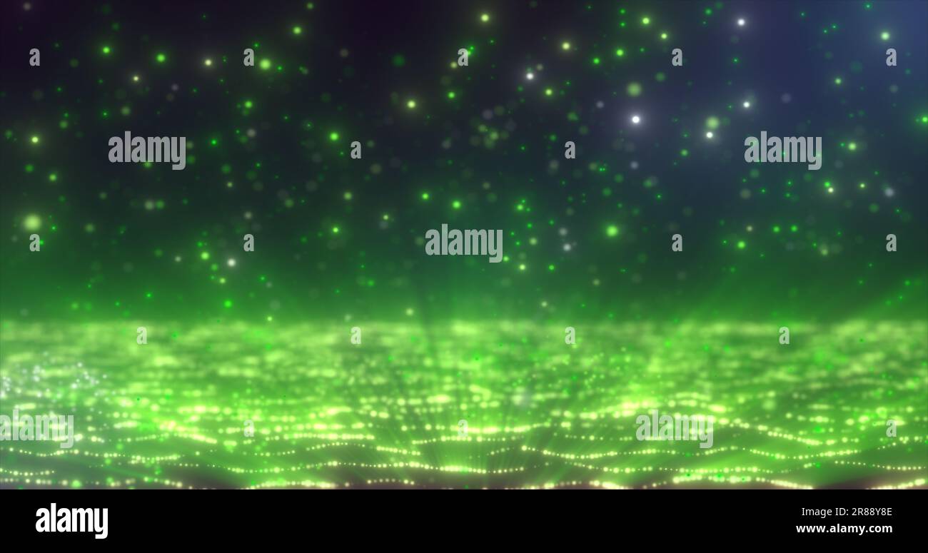 Abstract background moving green particles hi-res stock photography and ...