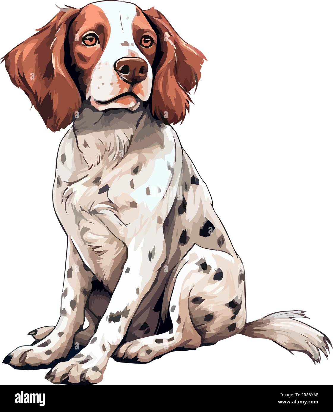 Purebred puppy sitting, watching with loyalty Cute Stock Vector Image ...