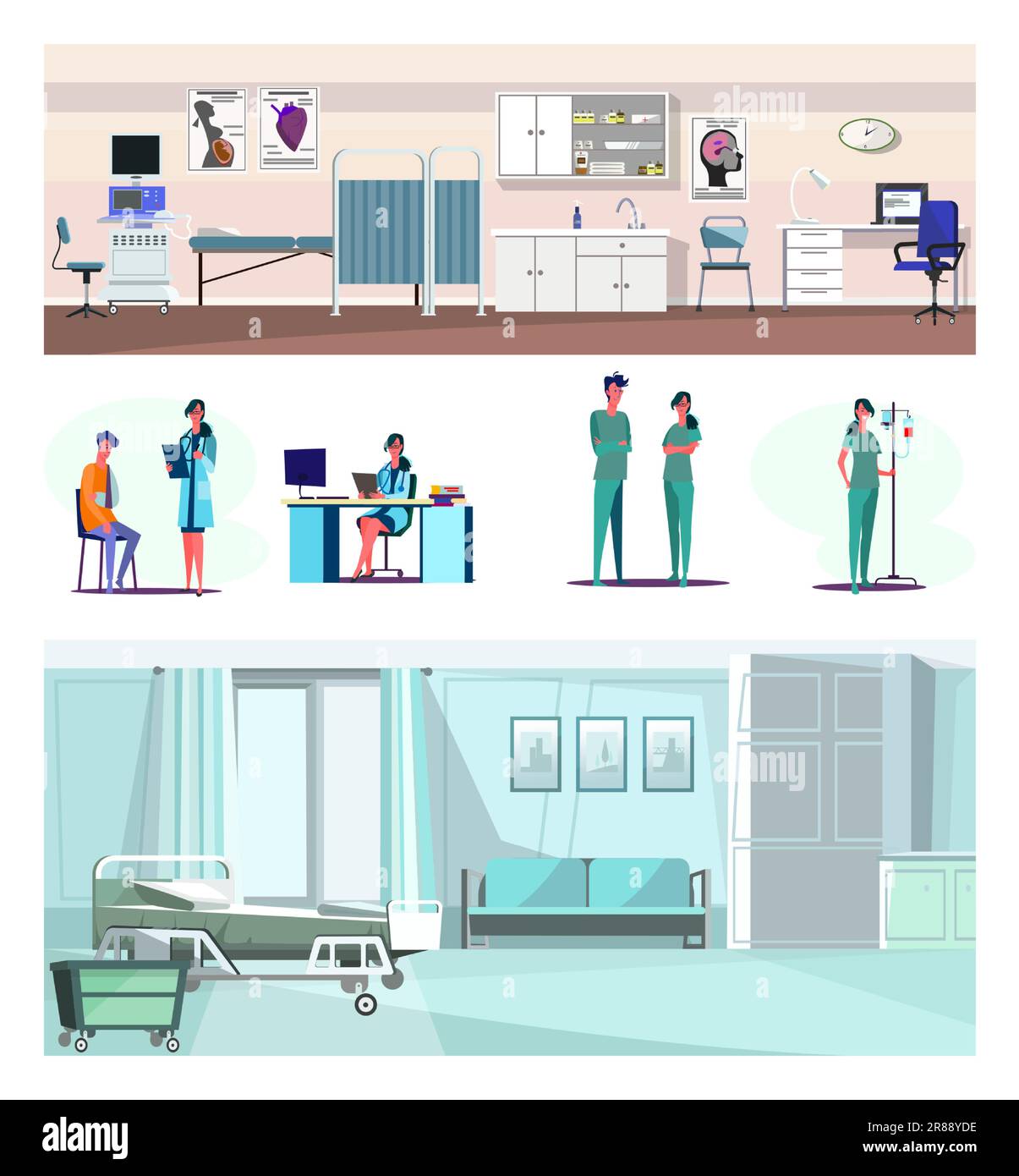 Set of confident lab worker, doctor and nurses Stock Vector Image & Art ...