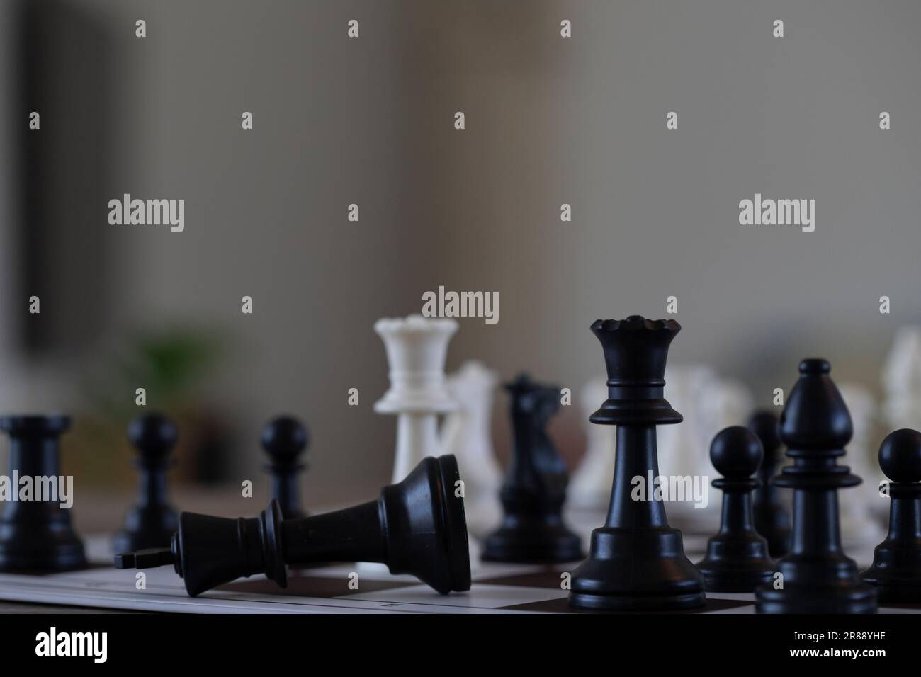 A closeup of chess pieces on a chessboard Stock Photo - Alamy