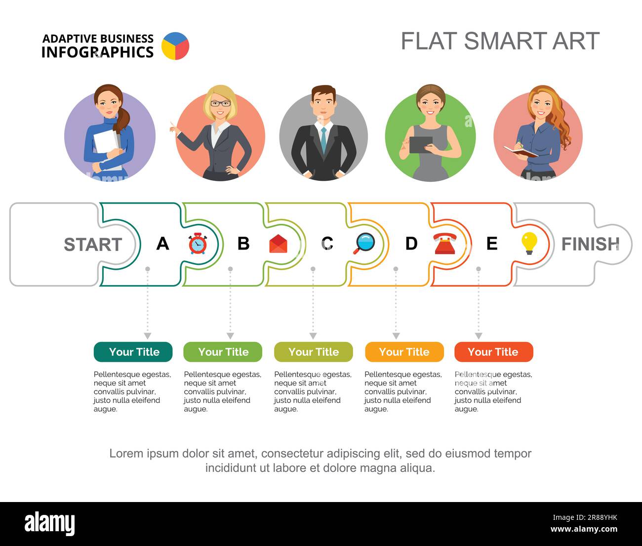 Five Steps Teamwork Chart Slide Template Stock Vector Image & Art - Alamy