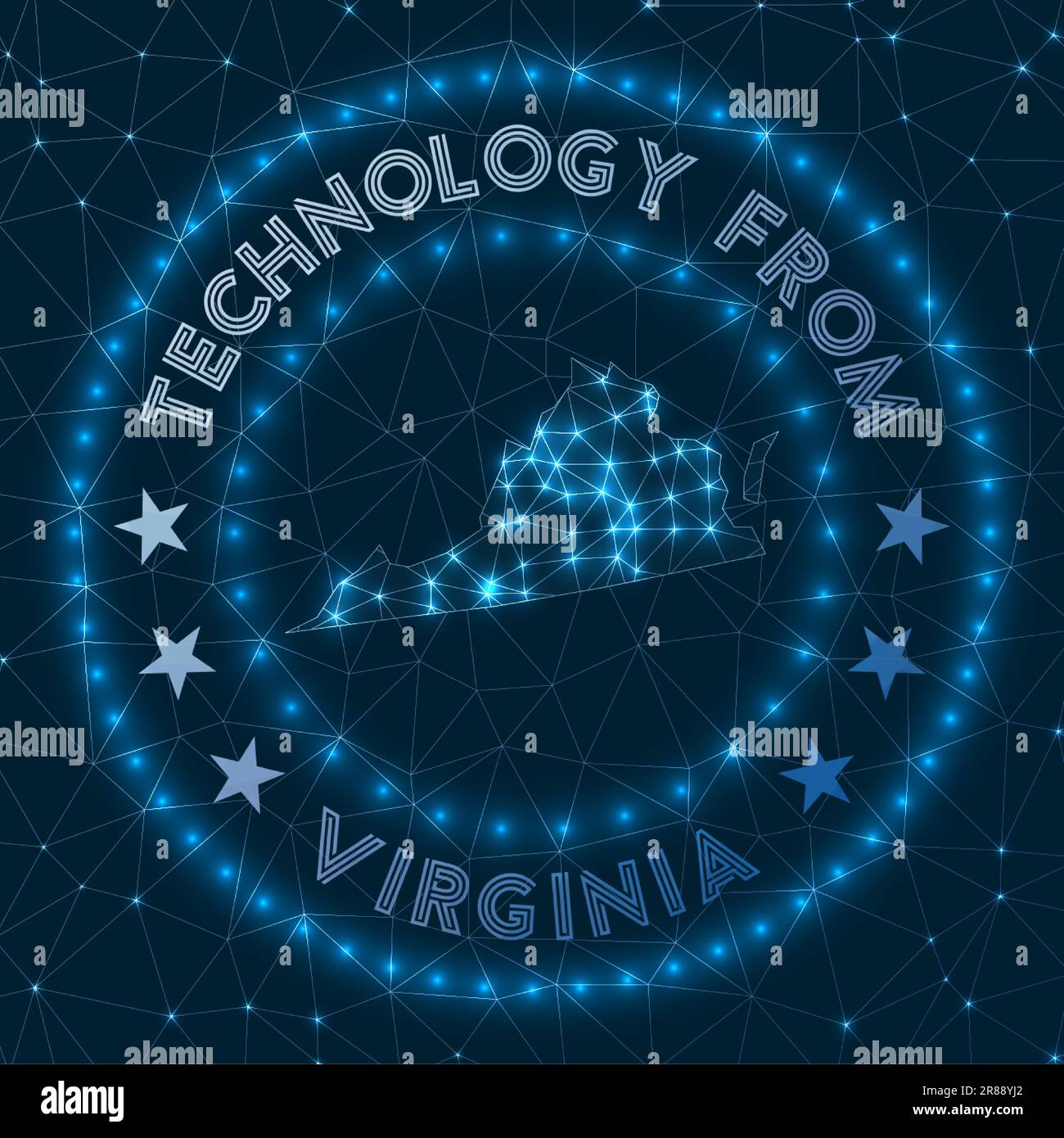 Technology From Virginia. Futuristic geometric badge of the US state ...