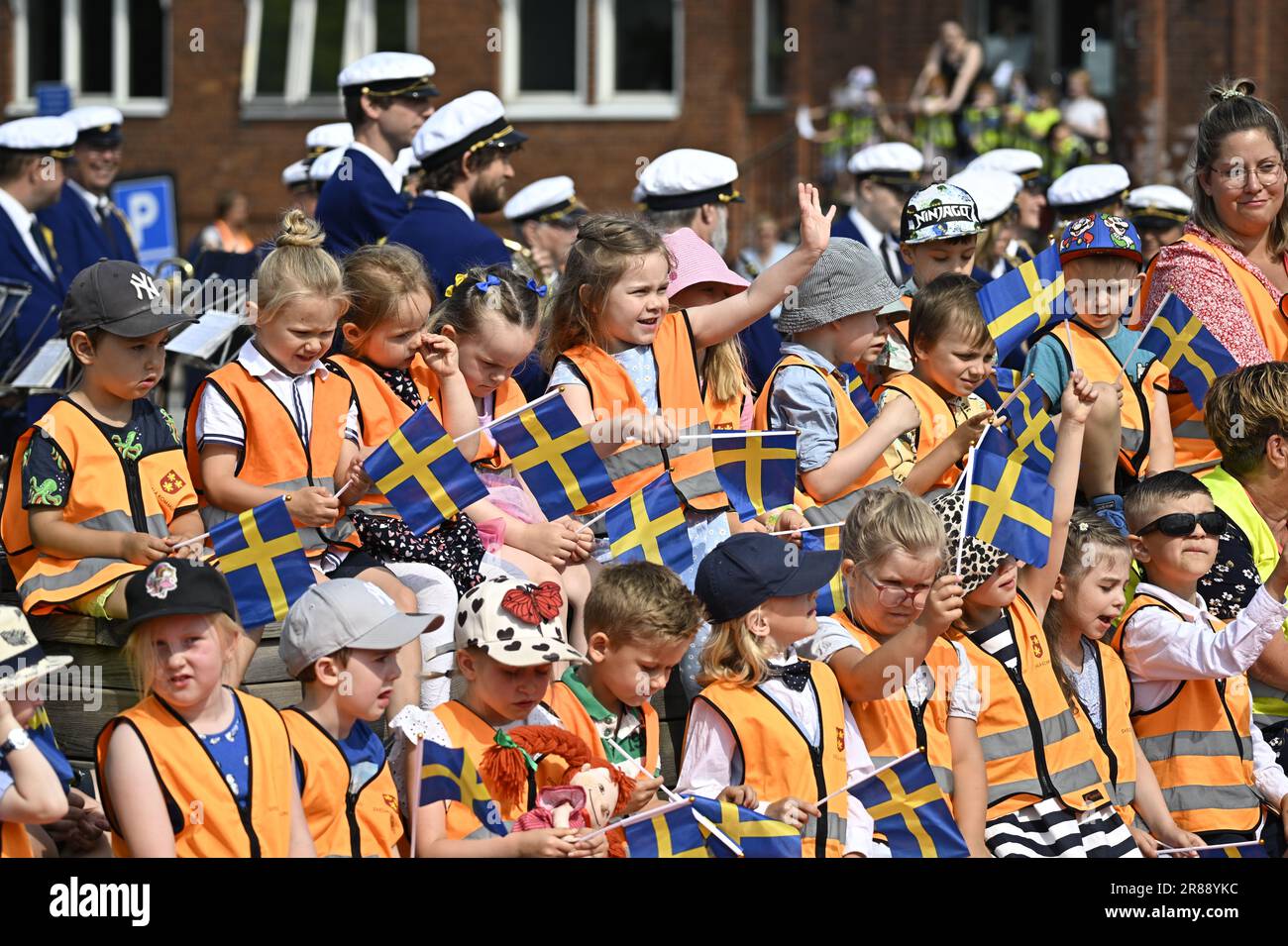 Svedala, Sweden. 20th June, 2023. Children waiting for King Carl XVI ...