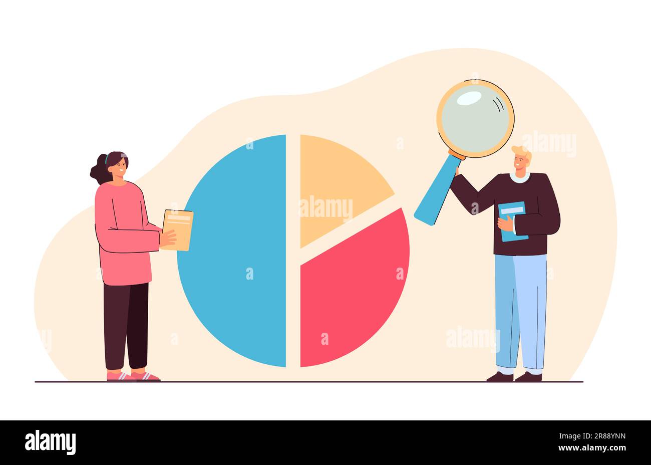 Magnifying glass statistics pie Stock Vector Images - Alamy