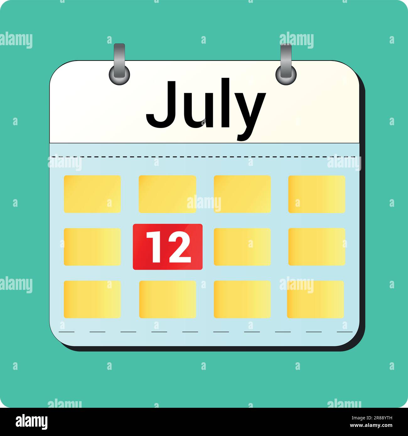 calendar vector drawing, date JULY 12 on the page Stock Vector Image ...