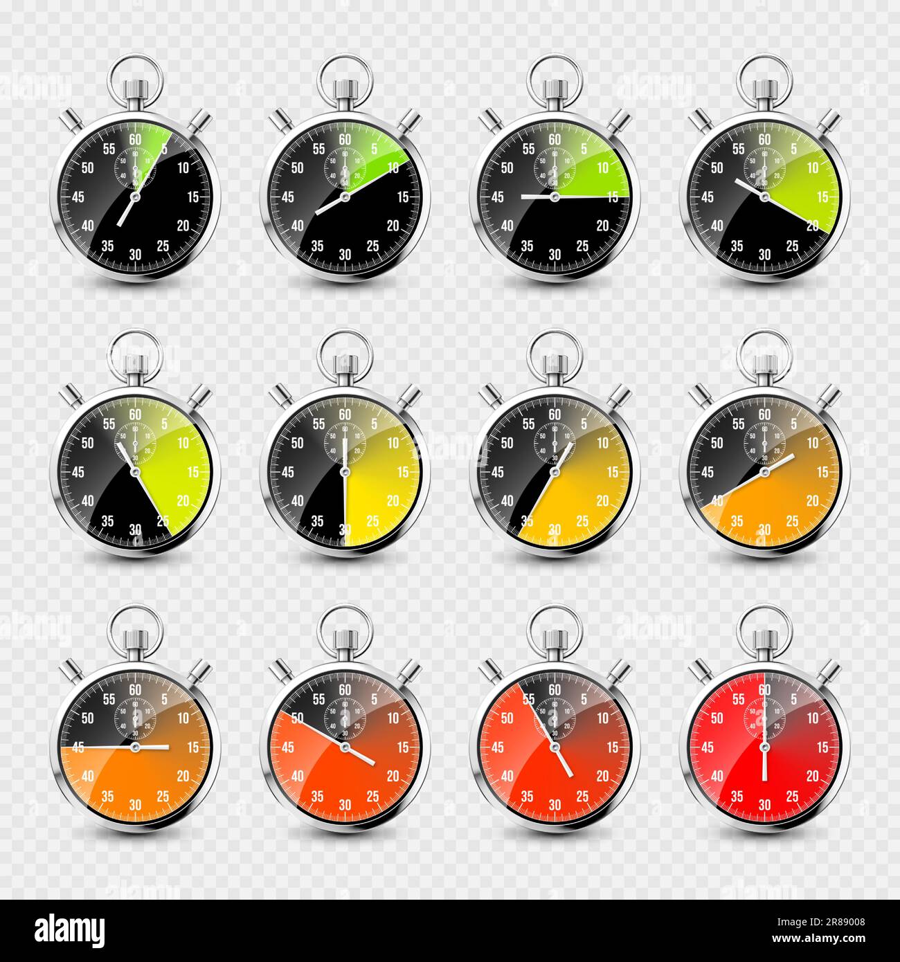 Realistic classic stopwatch. Shiny metal chronometer, time counter with ...