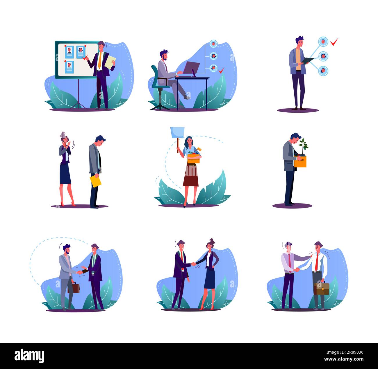 Set of office employees finding and losing job Stock Vector Image & Art ...