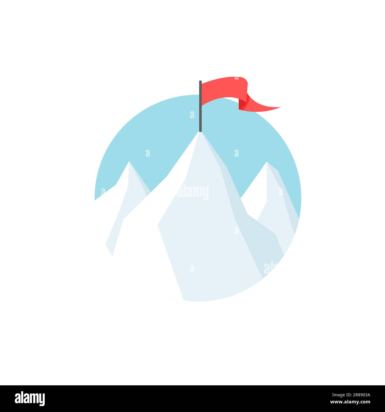 Mountain climbing route to peak. Business journey path in progress. Red ...