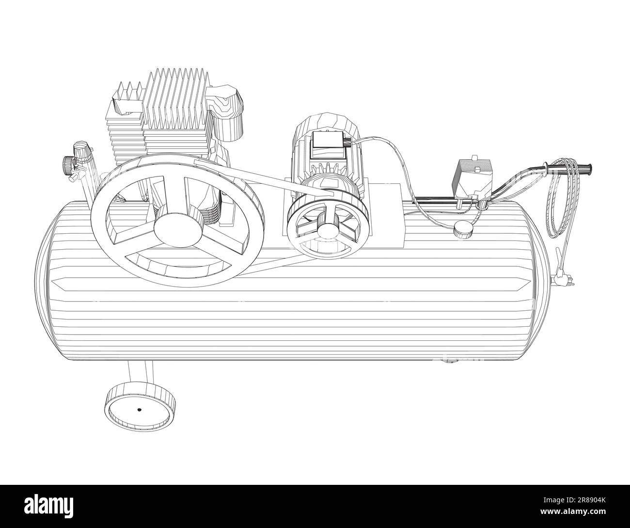 Air Compressor Isolated on White. Air compressor pneumatic icon ...