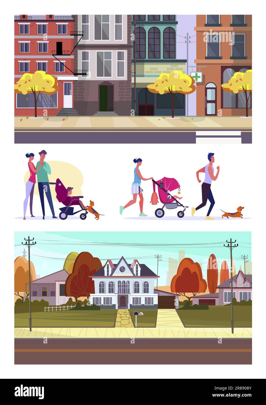 Set of families with kids and dogs Stock Vector Image & Art - Alamy