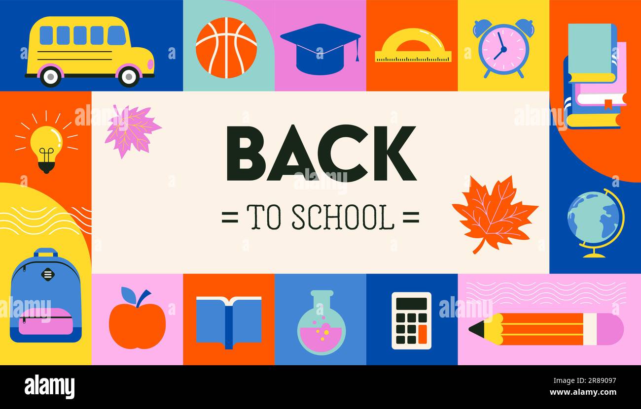 Vibrant Color Back To School background concept design. Geometrical ...