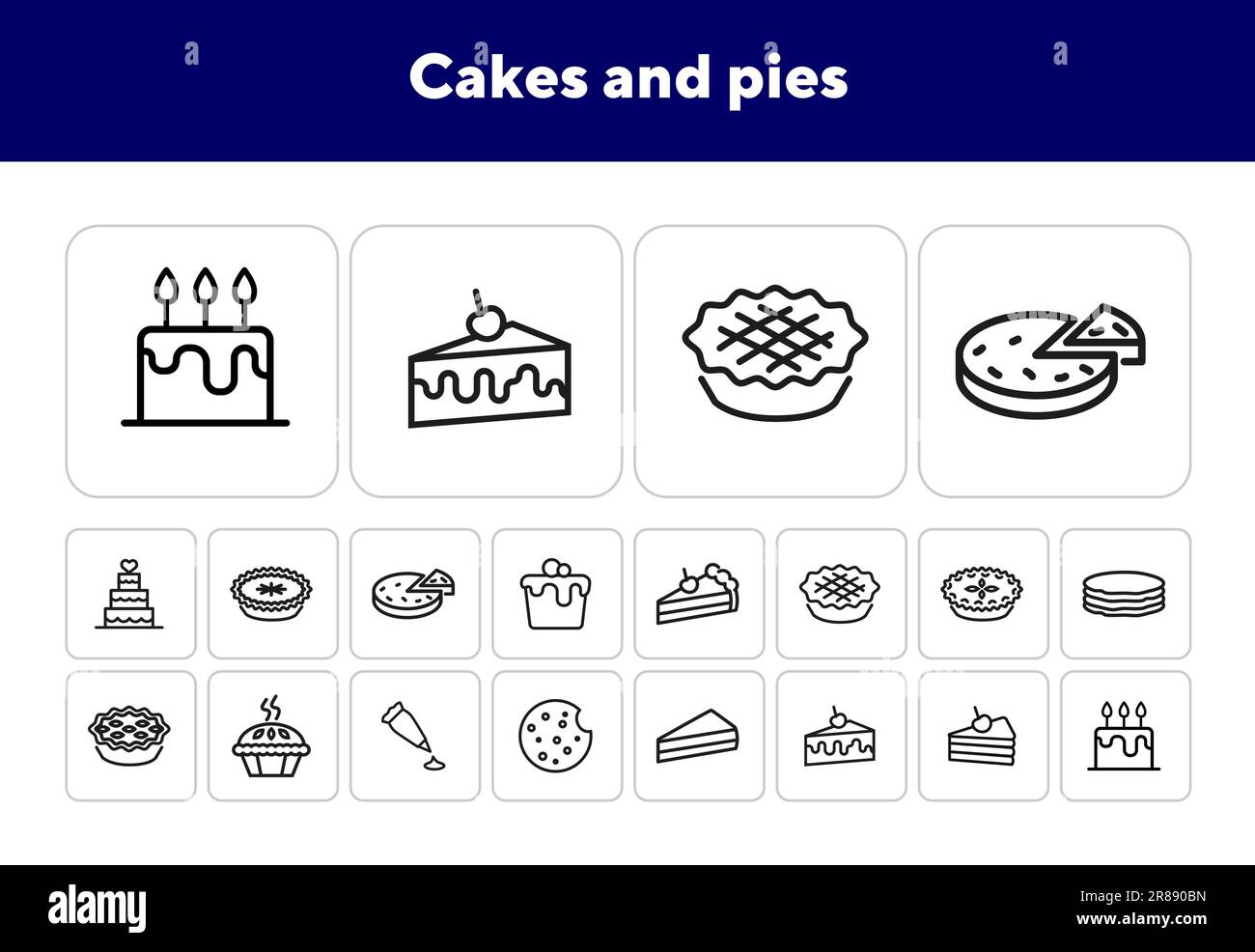 Set cakes coffee shop Stock Vector Images - Alamy