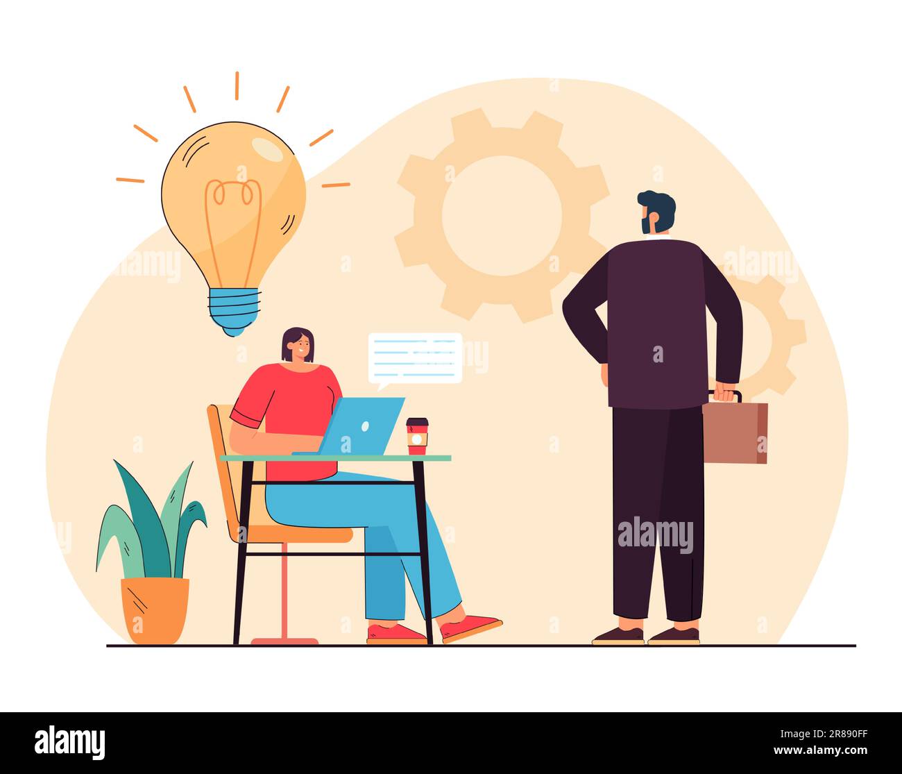 Boss standing in front of employee who working Stock Vector Image & Art ...