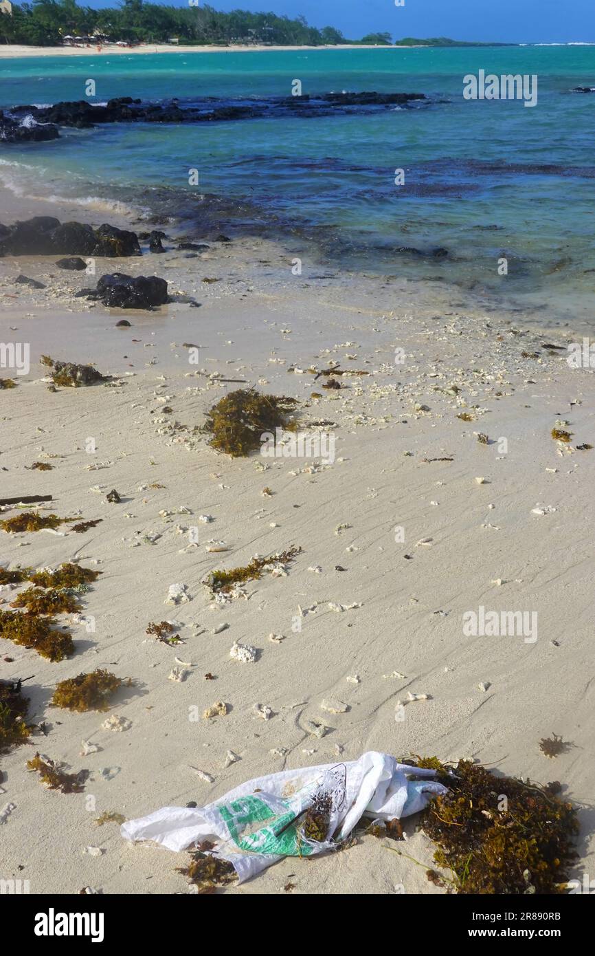 Plastic waste, beach of Mauritius Stock Photo - Alamy