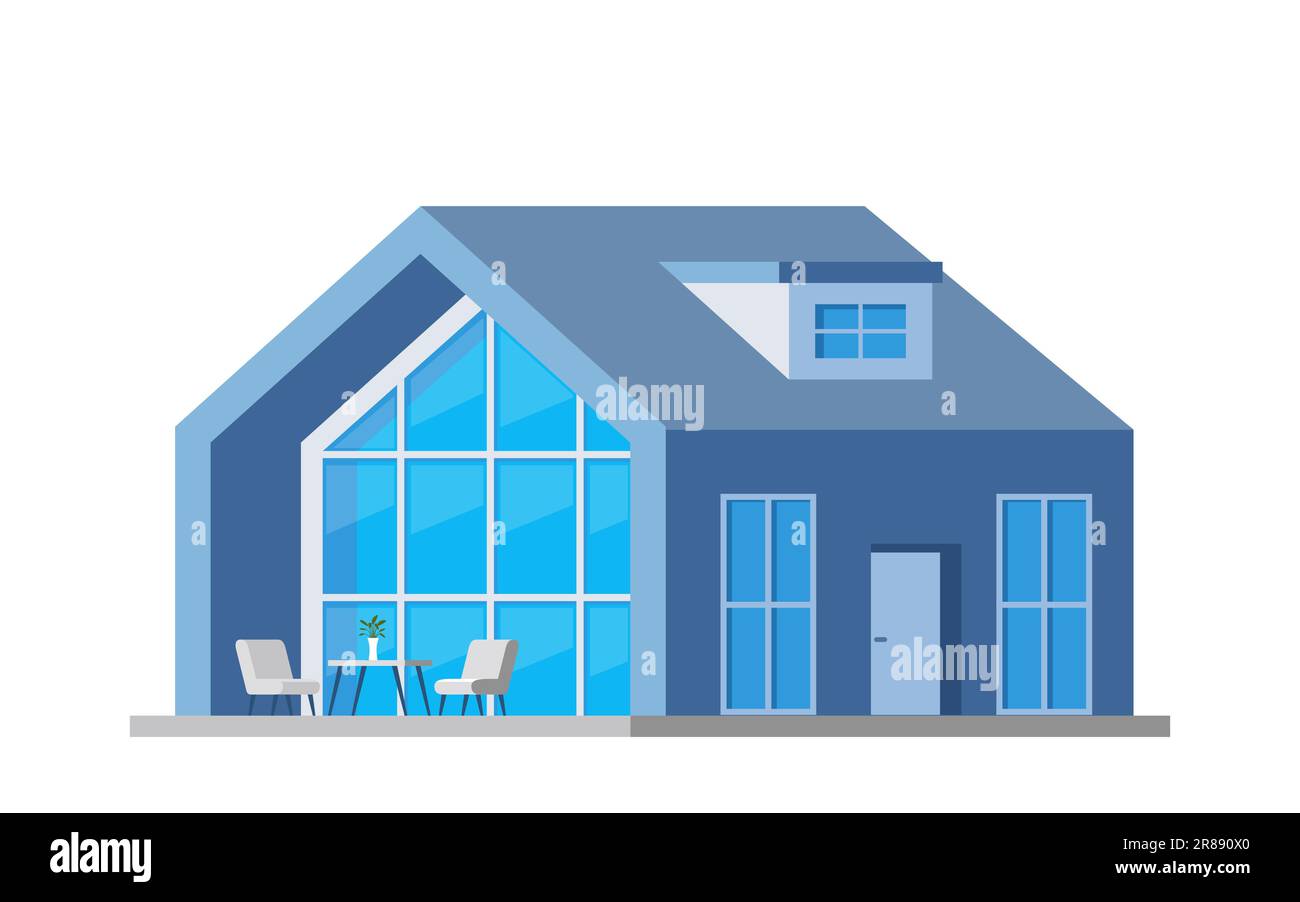 Beautiful modern house exterior, front view, minimalistic architecture ...