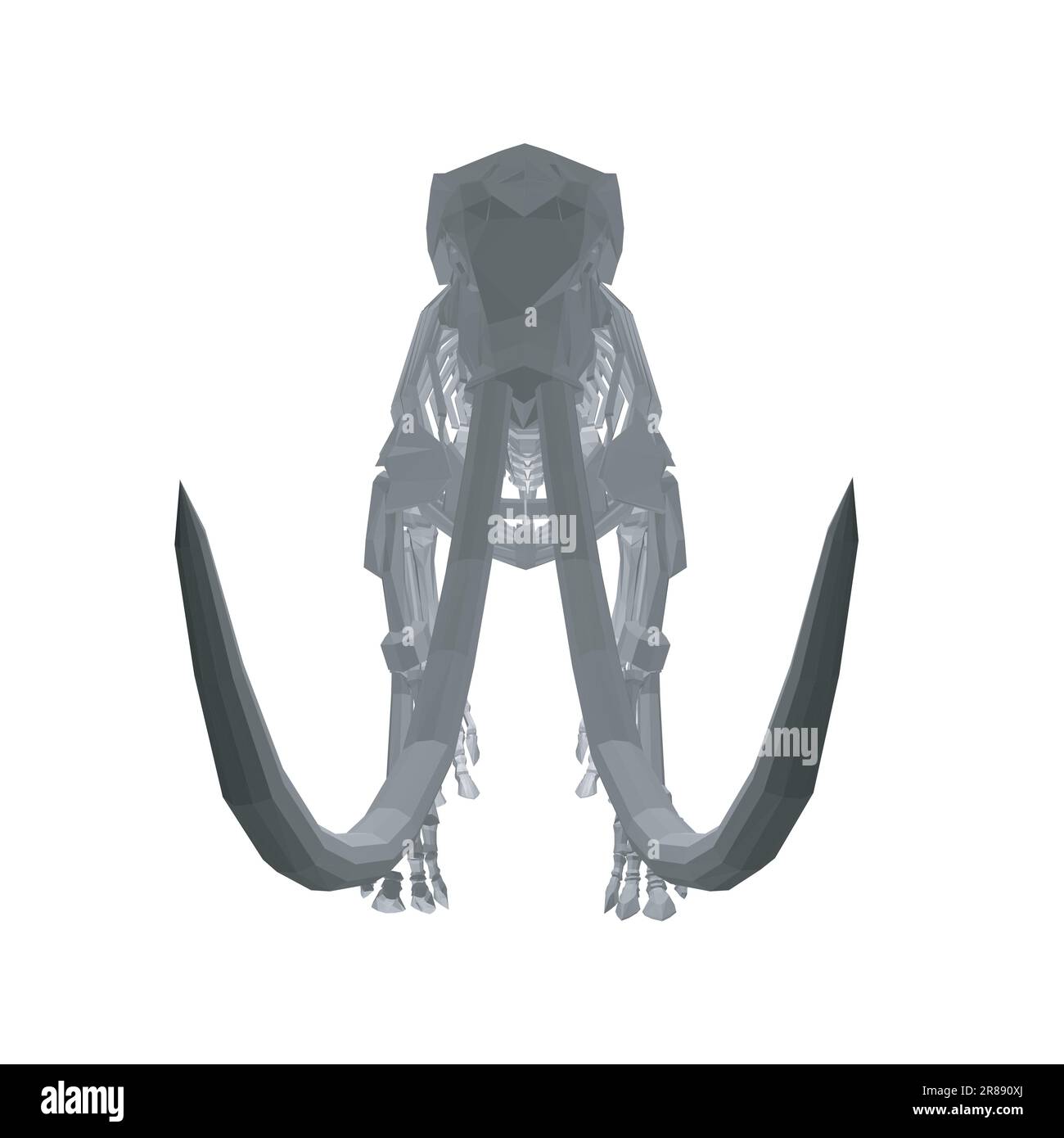 Vector Illustration of polygonal Mammoth Skeleton on Isolated White ...