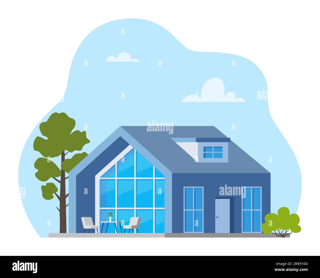 Beautiful modern house exterior, front view, minimalistic architecture ...