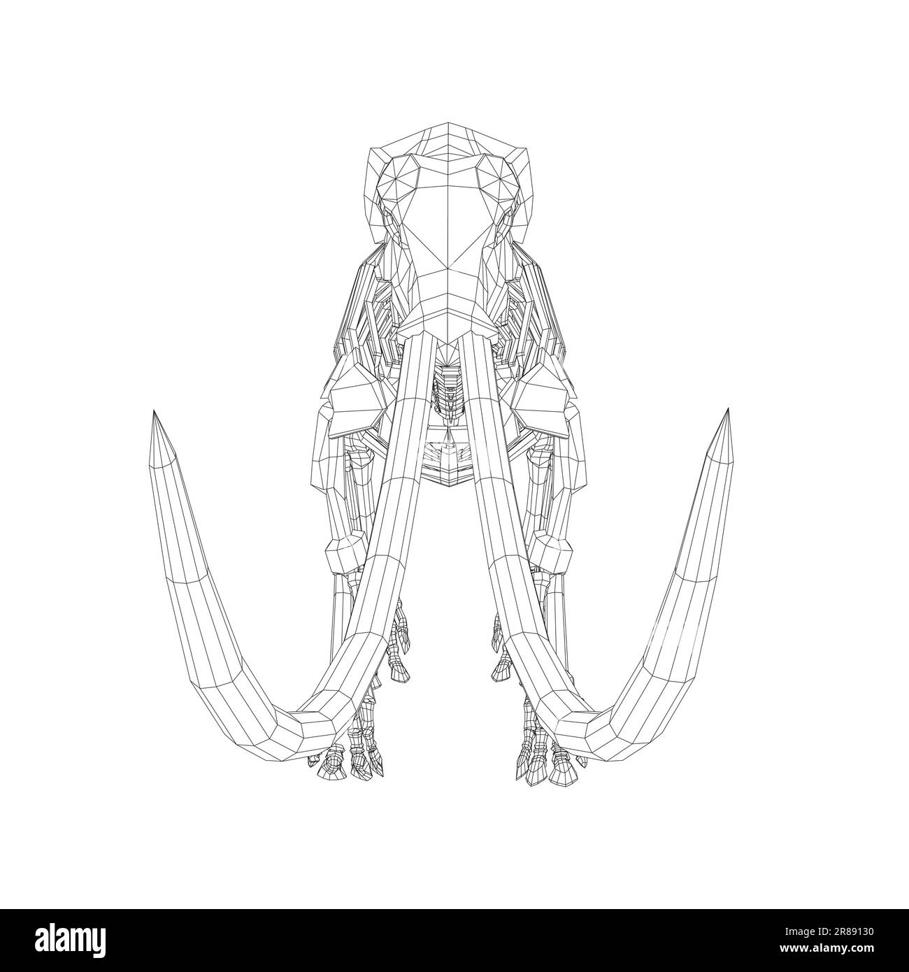 Vector Illustration of wireframe Mammoth Skeleton on Isolated White ...