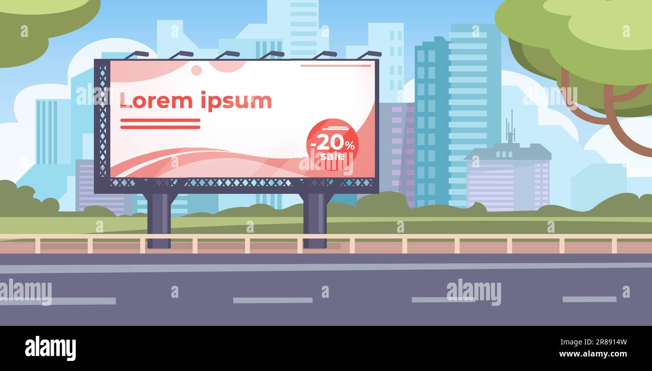 Billboard on street flat vector illustration Stock Vector Image & Art ...