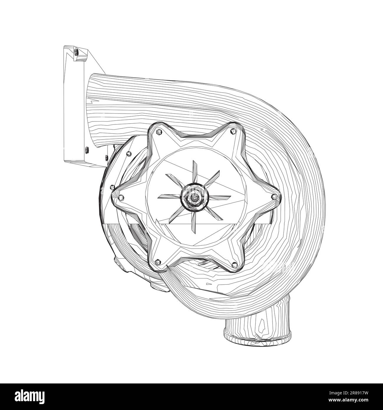 Steam turbine rotor operation. Vector illustration. Automotive turbine ...