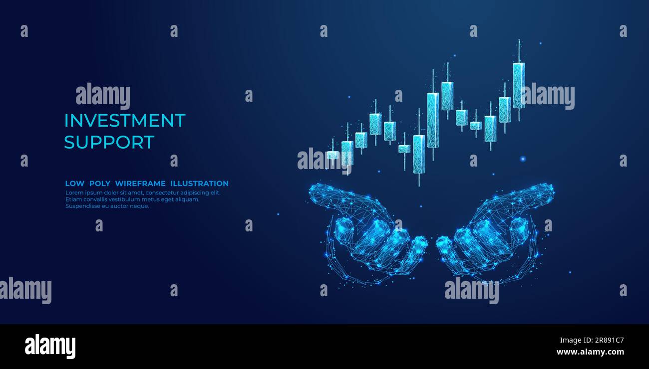 Digital hands holding 3D stock market candlestick graph chart Stock ...