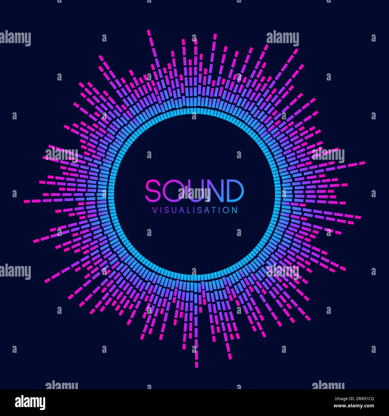Circle sound wave visualisation. Pixelated music player equalizer ...