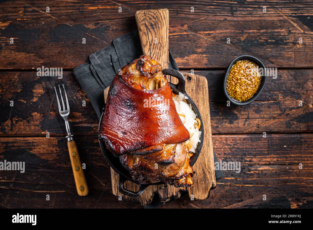 Bavarian Schweinshaxe Roast pork Hock Ham, knuckle with Sauerkraut ...