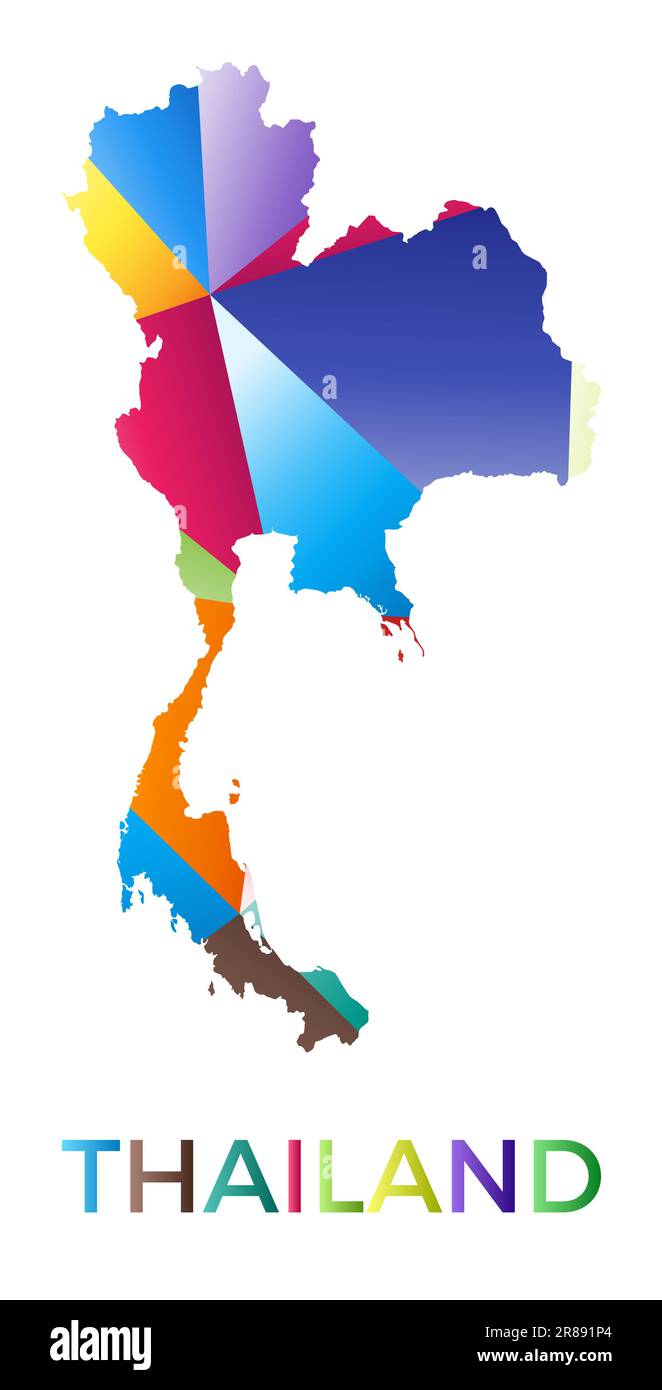 Bright colored Thailand shape. Multicolor geometric style country logo ...