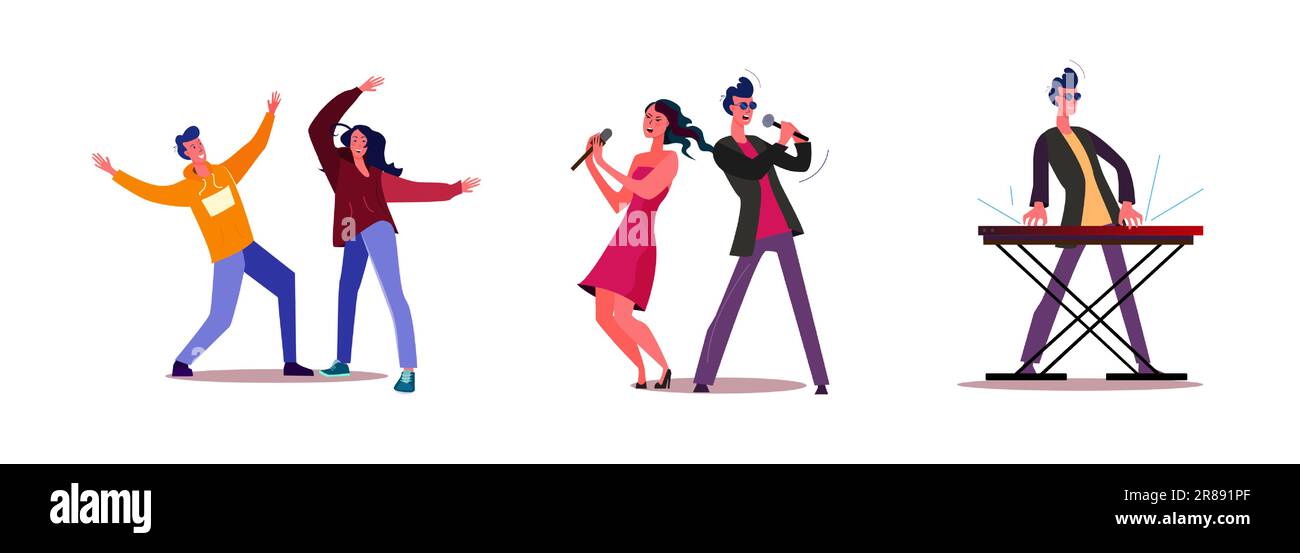 Set of people singing and dancing together Stock Vector Image & Art - Alamy