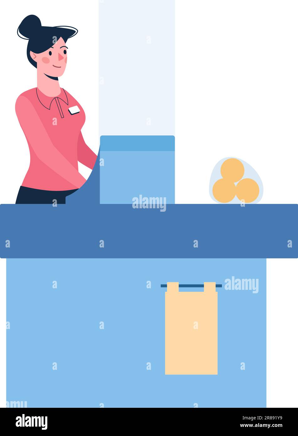 Supermarket checkout girl Stock Vector Images - Alamy