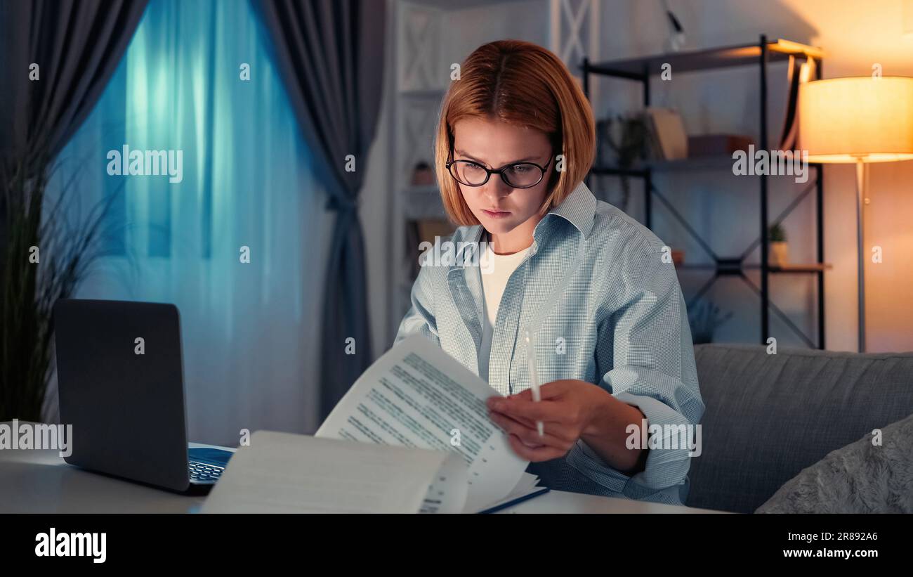 Work research busy woman distance education Stock Photo - Alamy