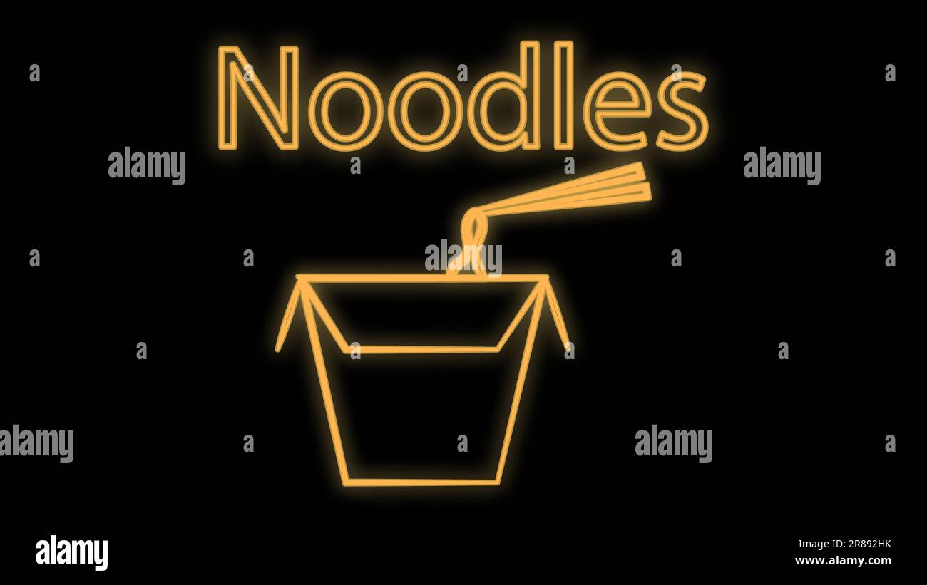 wok noodles in a blue box, on a white background, vector illustration ...