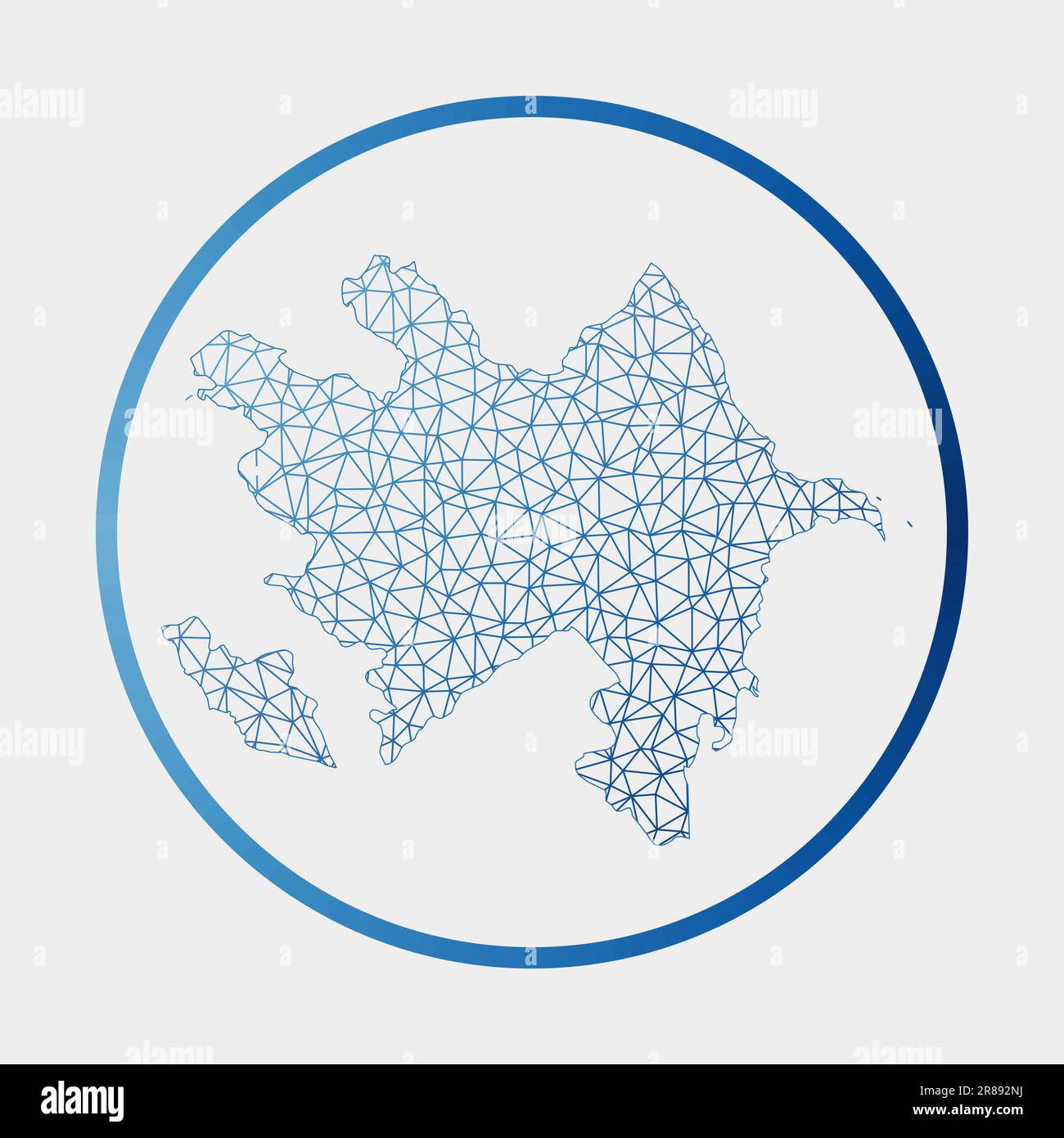 Azerbaijan icon. Network map of the country. Round Azerbaijan sign with ...