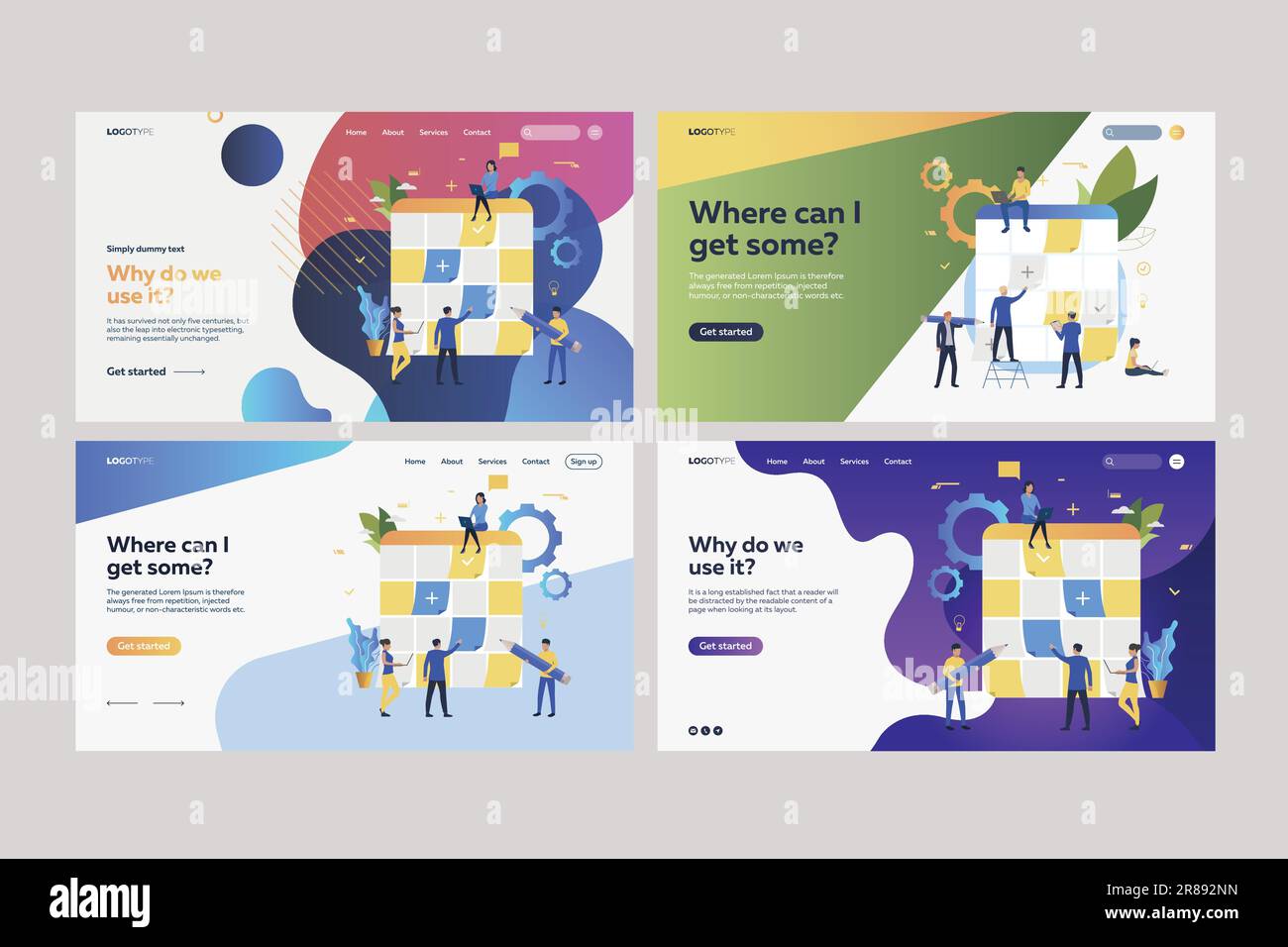 Set of employees planning work with Kanban boards Stock Vector Image ...