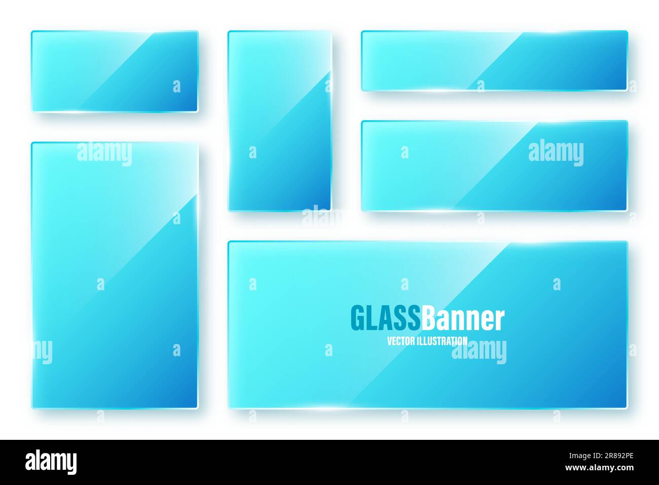 Realistic isolated glass frames collection. Blue transparent glass ...