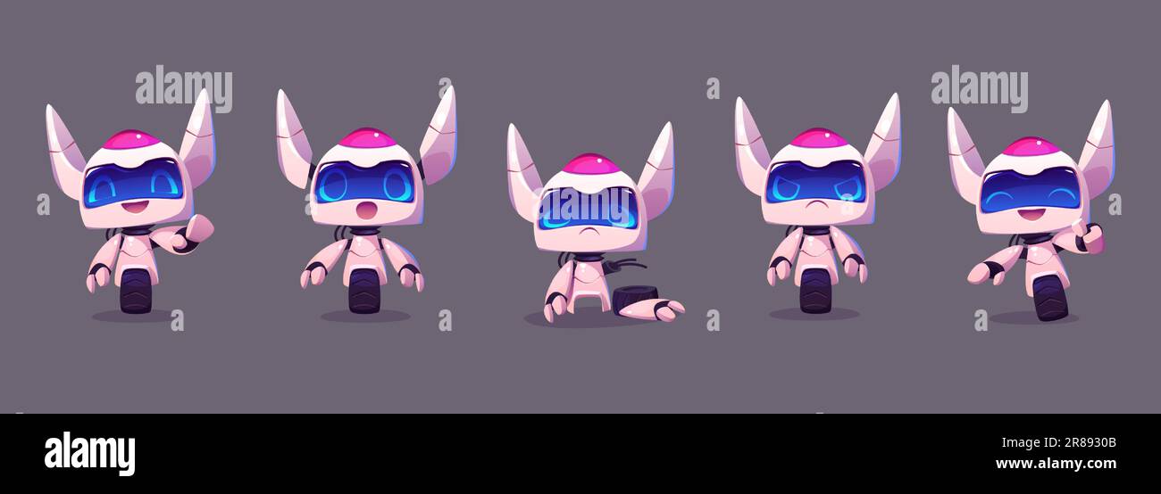 Cute evolution robot ai mascot character cartoon illustration. Modern ...