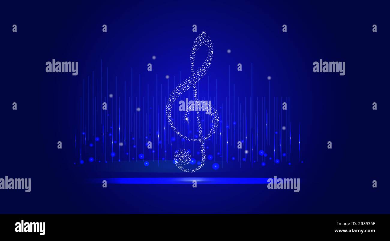 Musical background with clef and notes and 3D effects in gold tone on ...