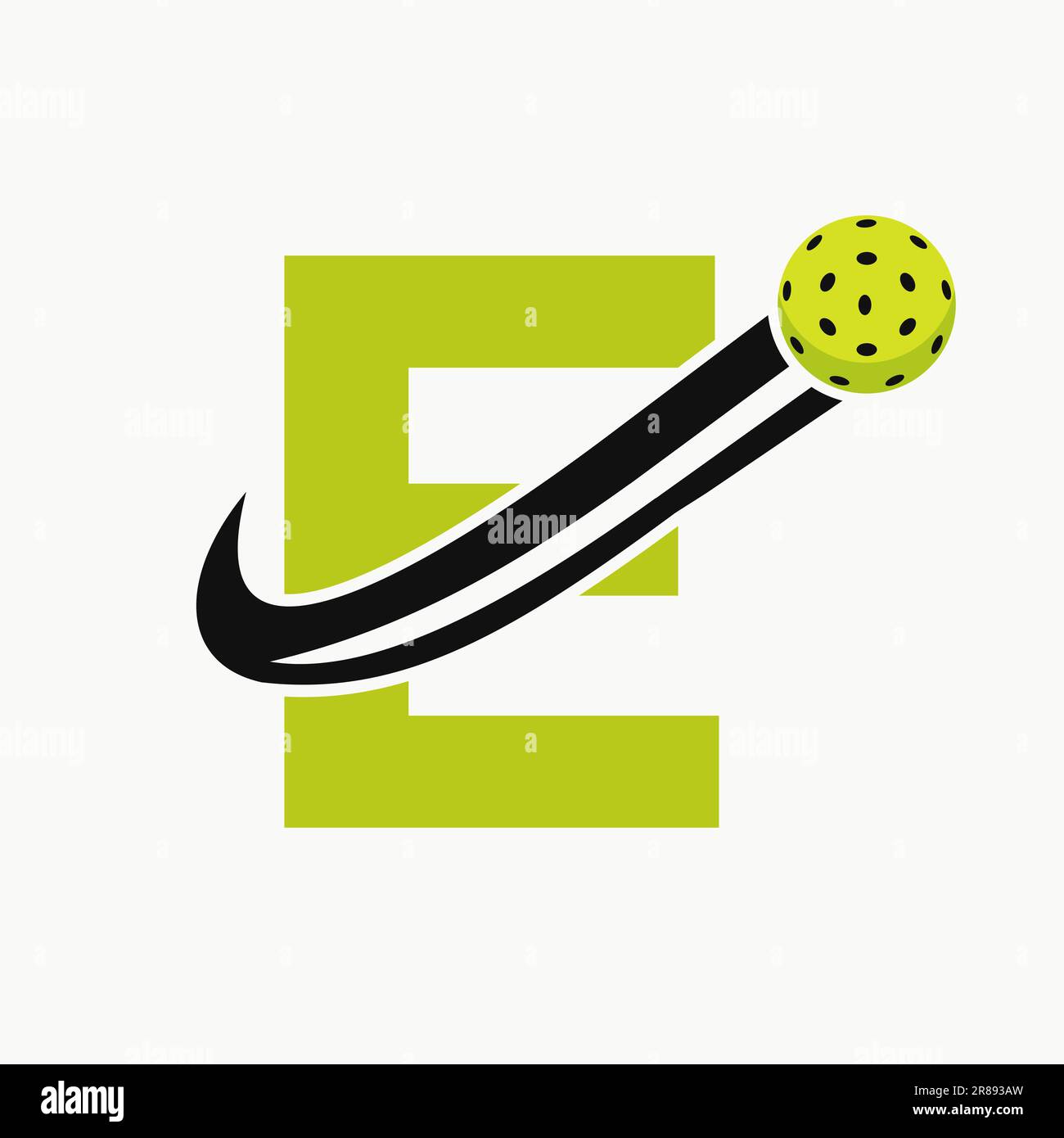Letter E Pickleball Logo Concept With Moving Pickle Ball Symbol. Pickle ...