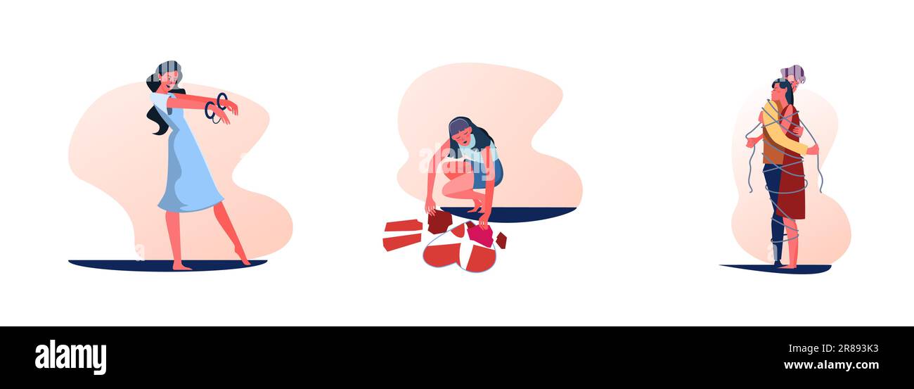 Set of young people chained in relationship Stock Vector Image & Art ...
