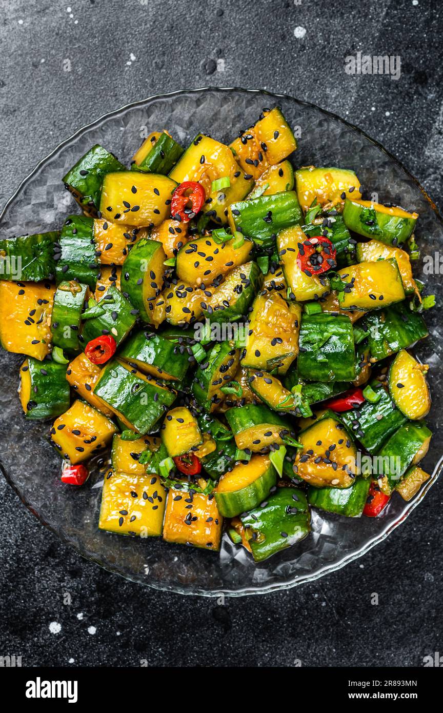 Chinese Chilled Pai Huang Gua Smashed Cucumber Salad with garlic ...