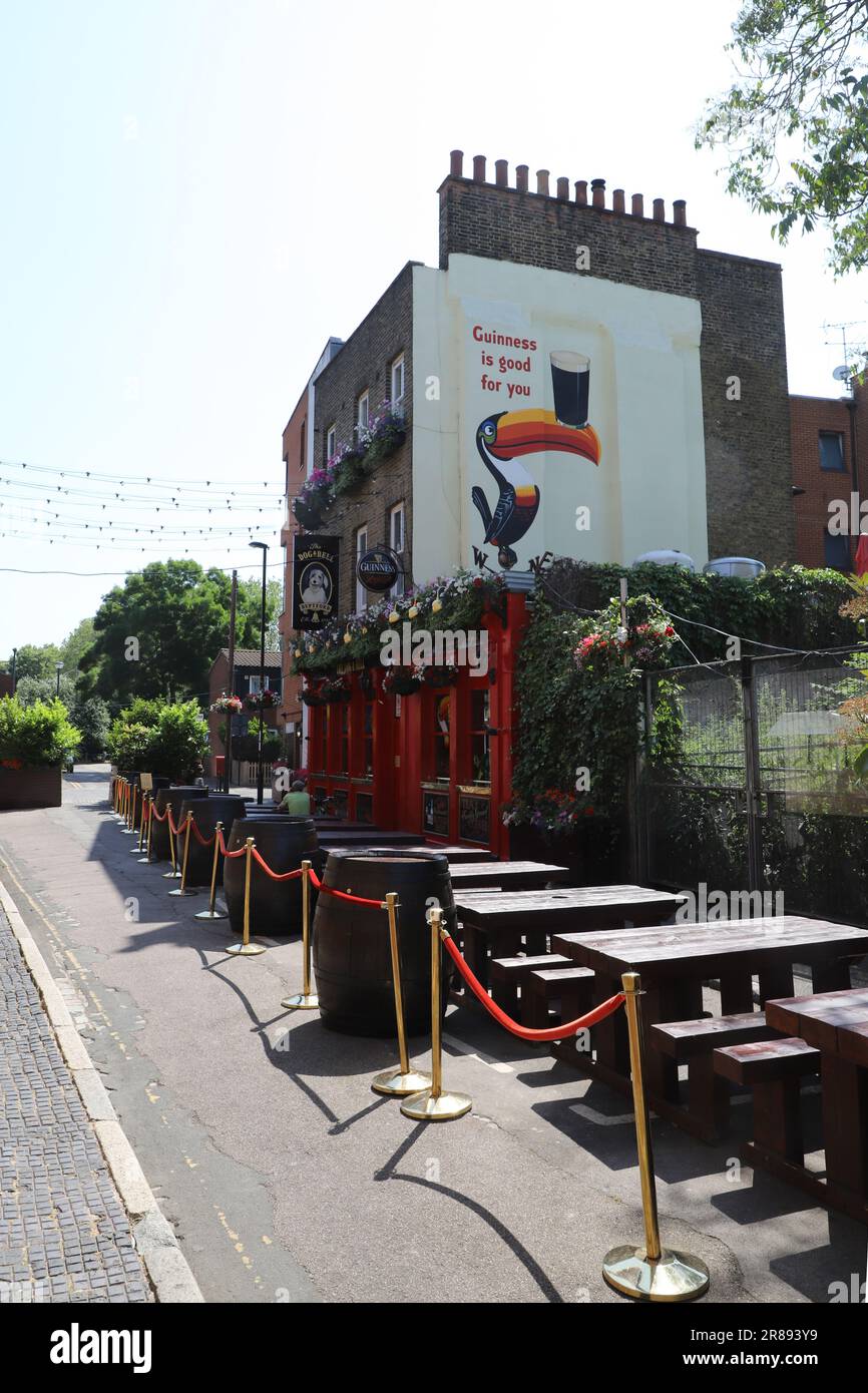 The Dog and Bell pub with Guinness Toucan Advert Deptford London UK ...
