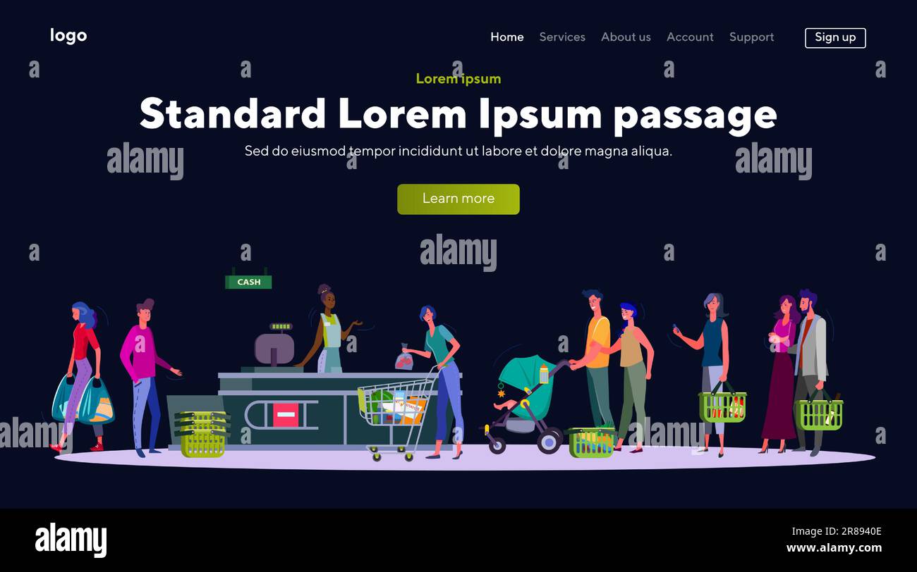 People with groceries in line to cashier Stock Vector Image & Art - Alamy