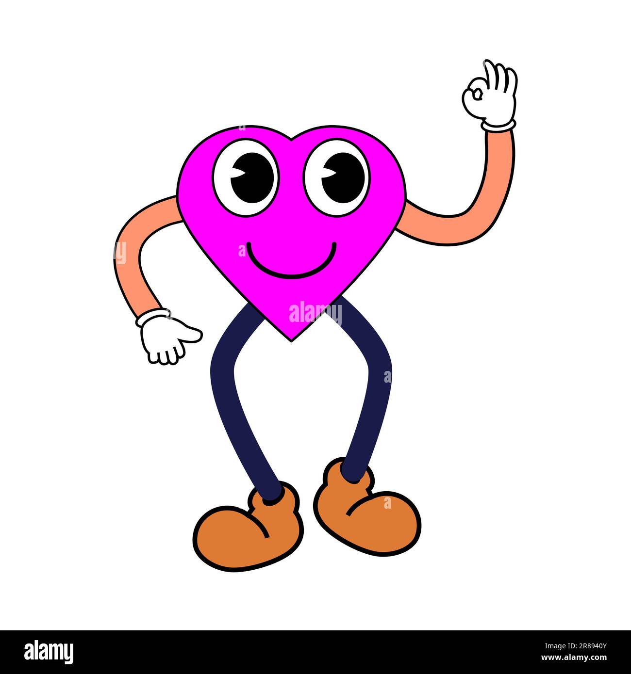 Cartoon Set of Groovy funny cartoon smile characters, vintage. Funky ...