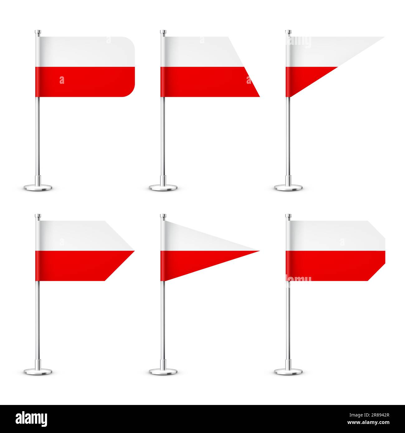 Polish table flags on a chrome steel pole. Souvenir from Poland. Desk ...