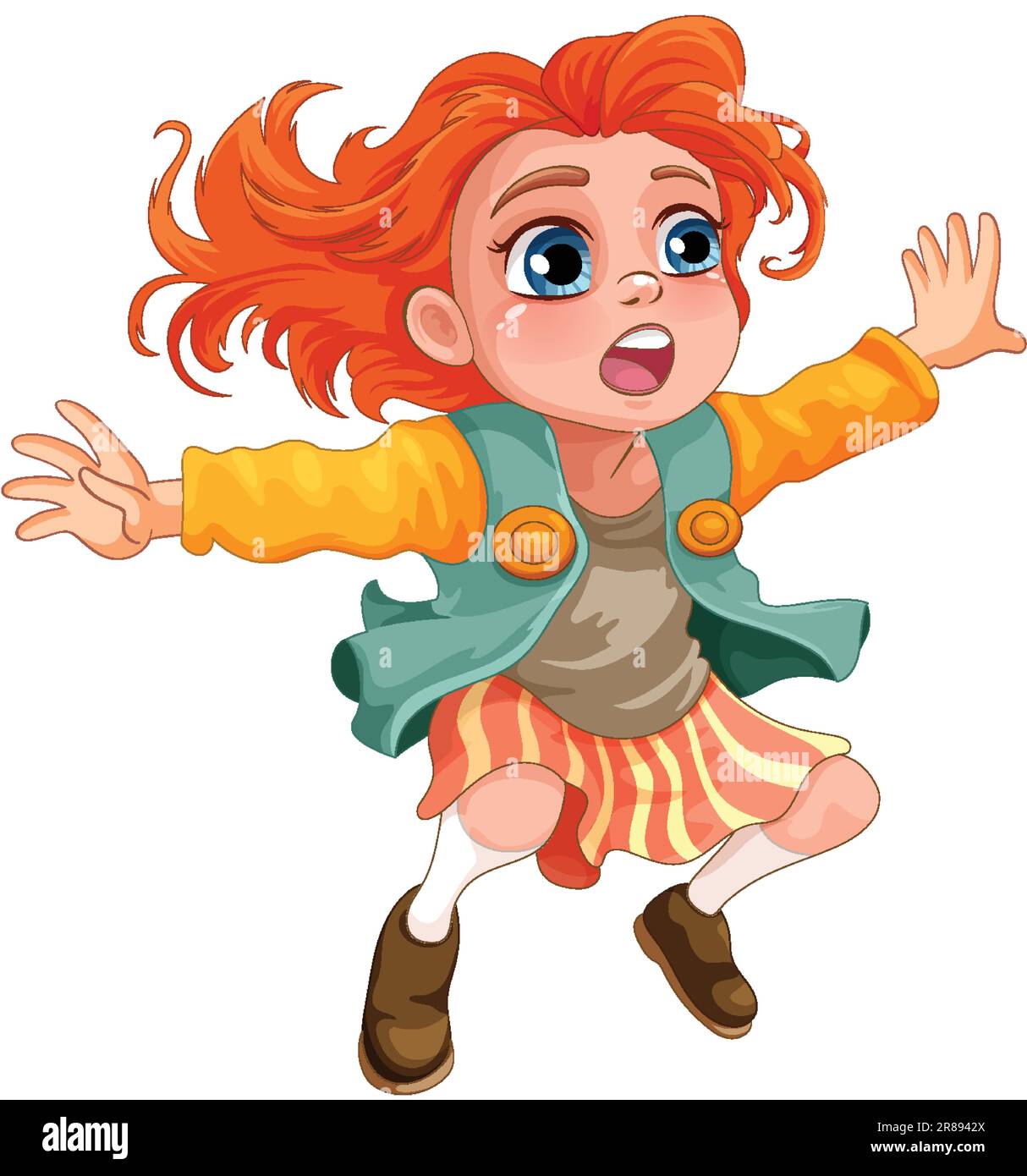 Jumping girl cartoon character illustration Stock Vector Image & Art ...