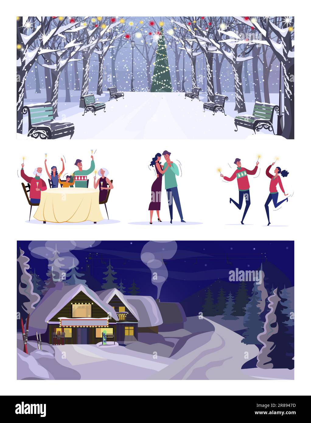 Set of families celebrating Christmas holiday Stock Vector Image & Art ...